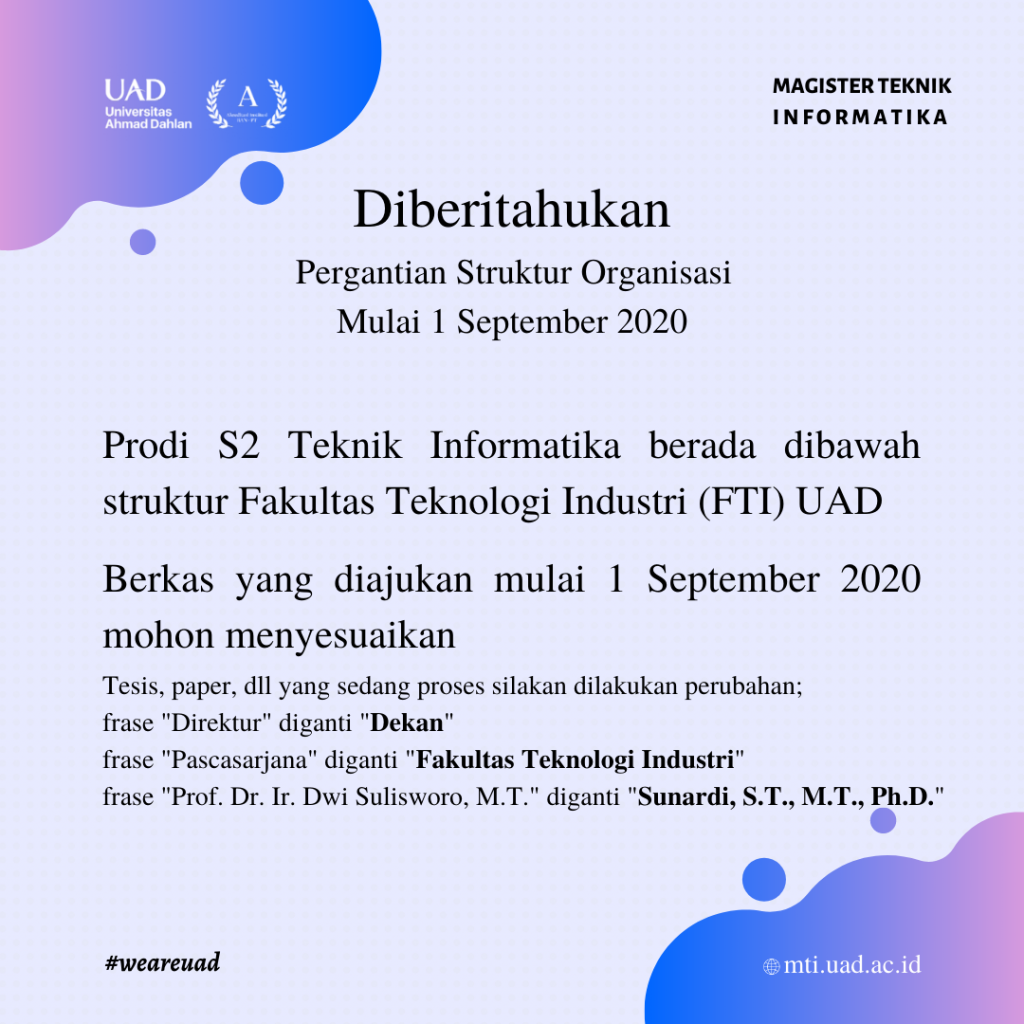 Perubahan Struktur Organisasi MTI UAD - MTI UAD