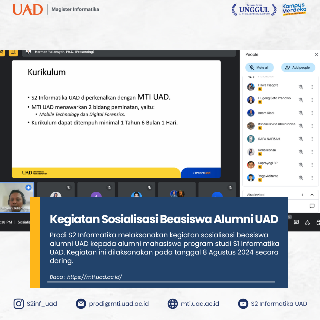 Sosialisasi Beasiswa Alumni UAD - MTI UAD